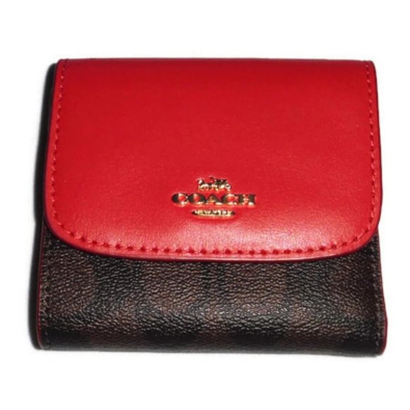 Coach | Bags | New Coach Wallet Red Leather Signature F87589 | Poshmark